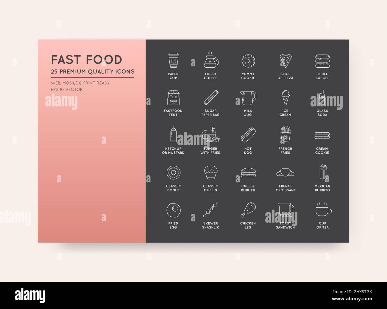 Set of Vector Fastfood Fast Food Elements Icons and Equipment as ...