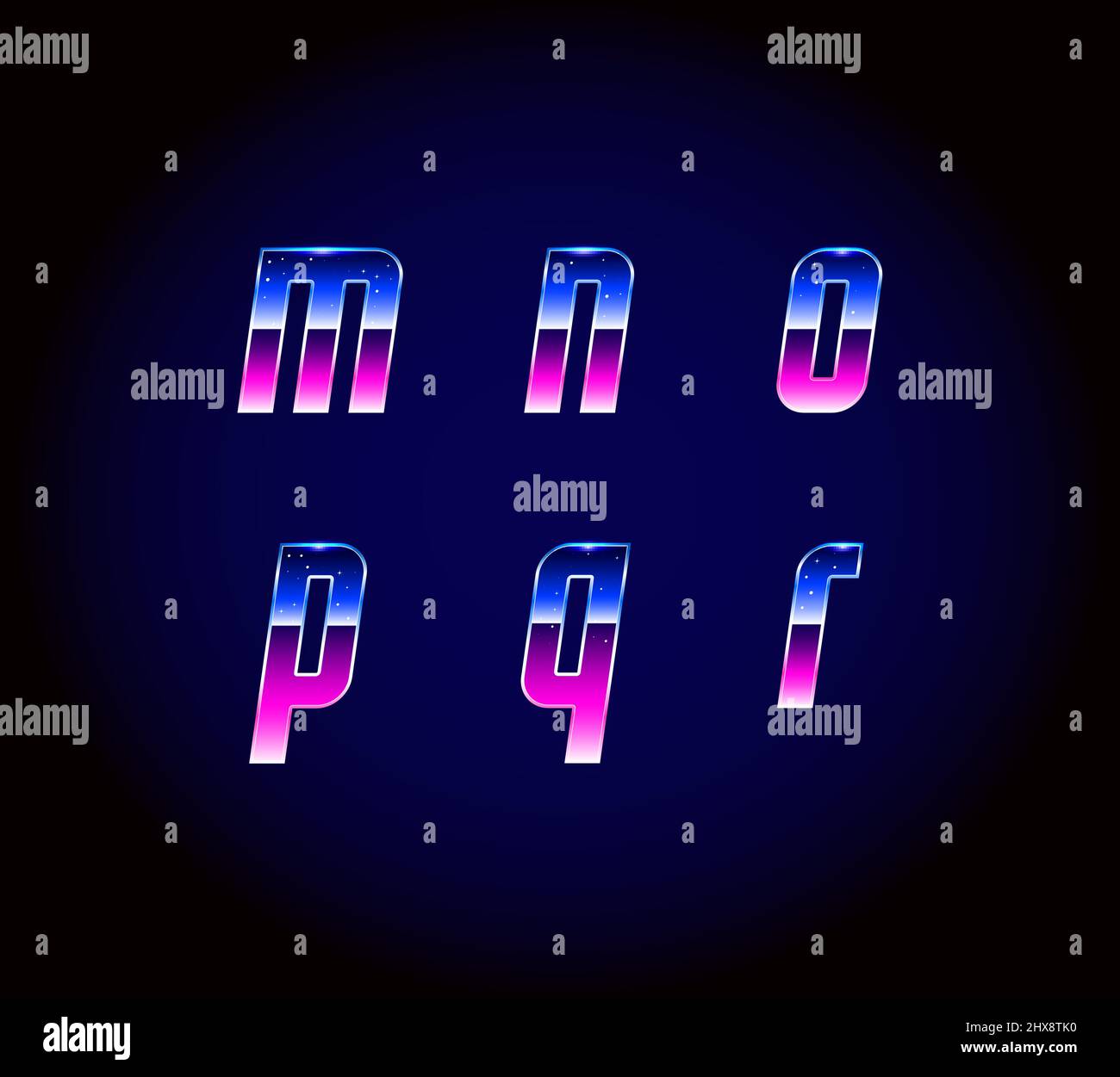 80s Retro Futurism Sci-Fi Font Alphabet Vector Stock Vector Image & Art ...
