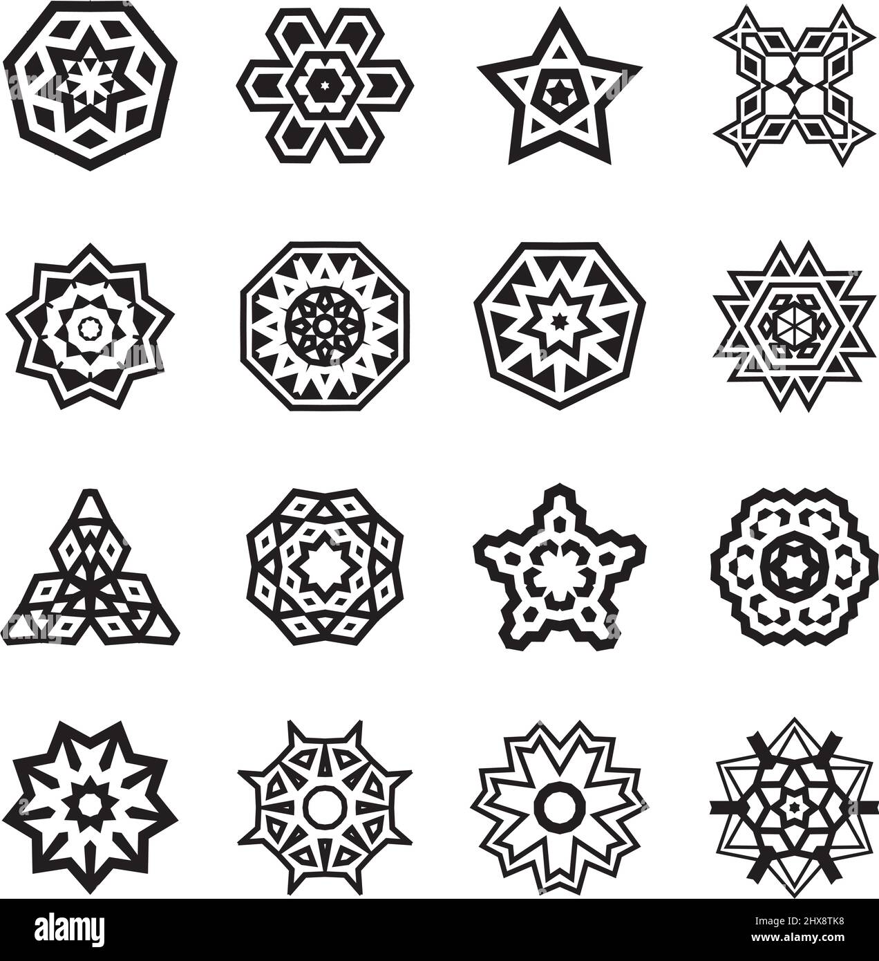 Abstract Geometric Elements, Pattern Ethnic Aztec or Maya Vector Set ...