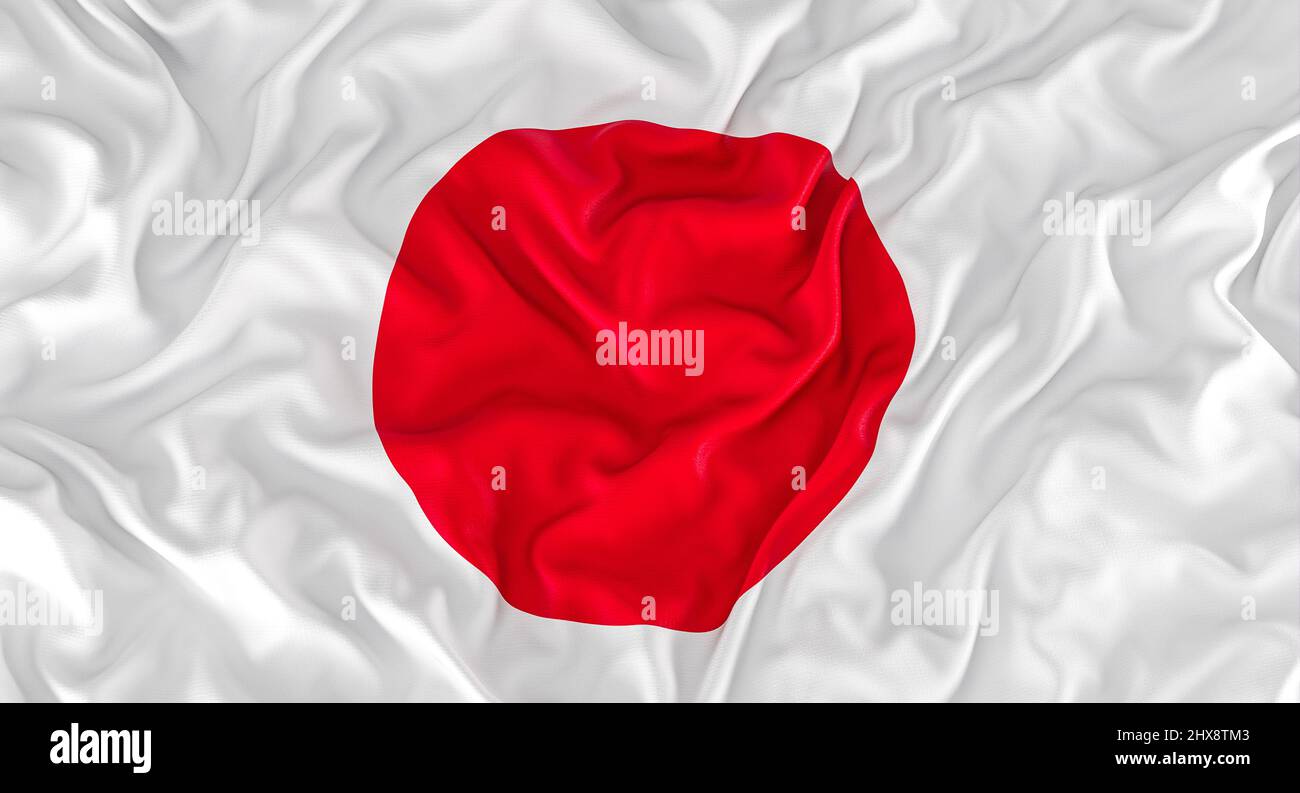 japan flag with wrinkles. 3d render background Stock Photo - Alamy