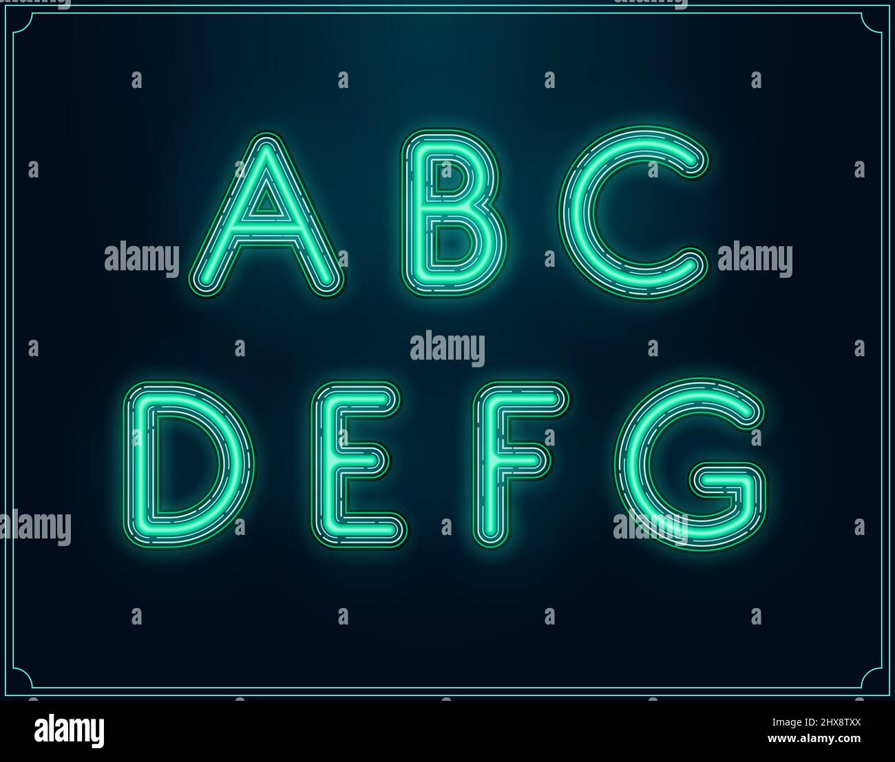 Neon Font Type Alphabet. Glowing in Vector Stock Vector Image & Art - Alamy