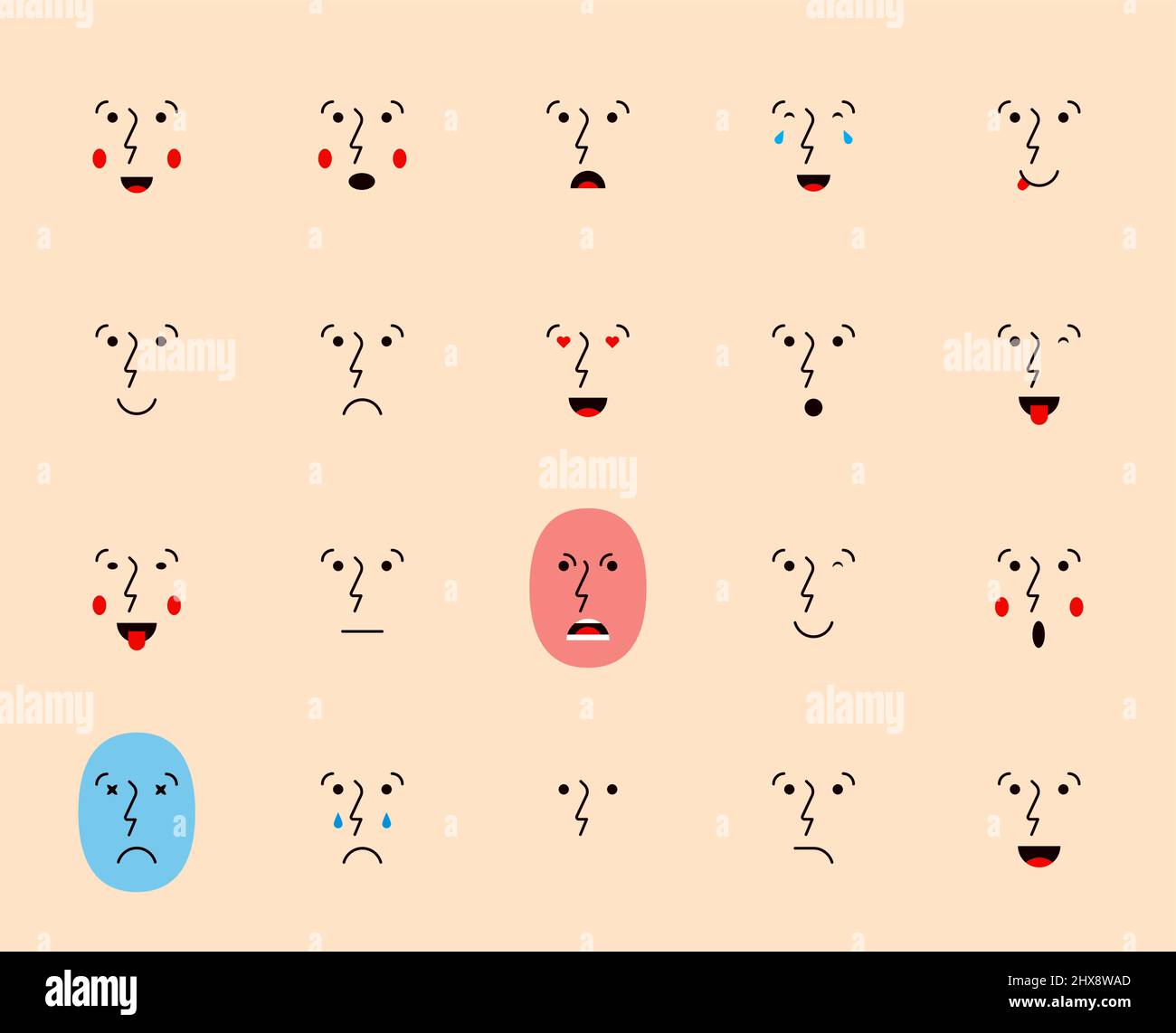 Set of Emoticons or Emoji. Vector Illustration Stock Vector Image & Art ...