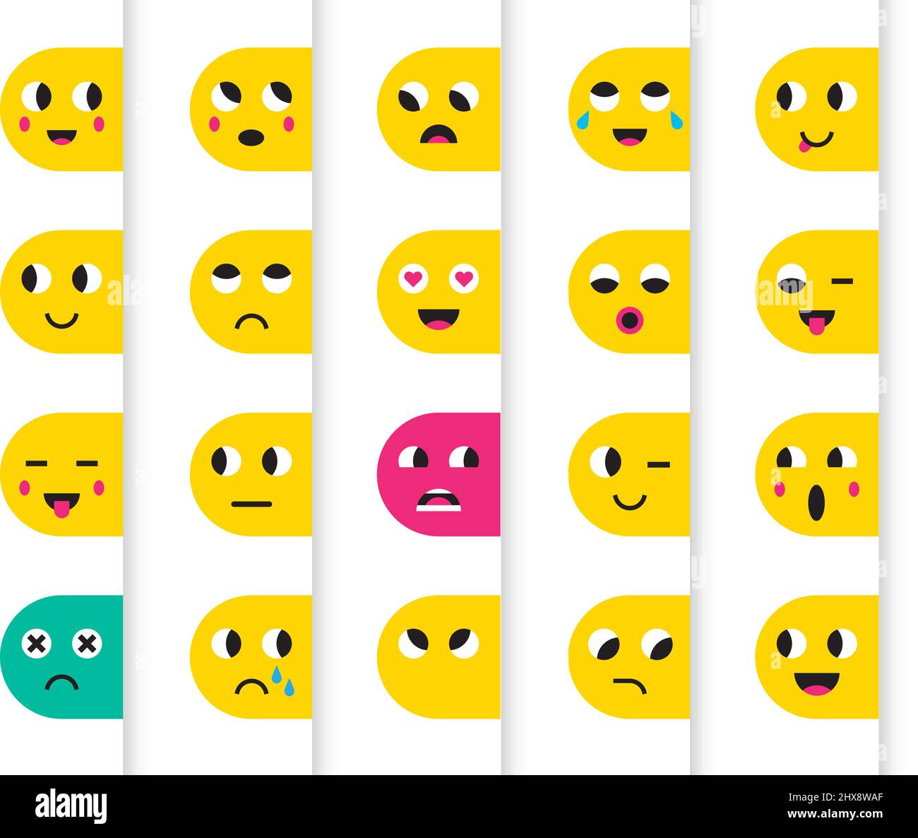Set Of Emoticons Or Emoji Vector Illustration Stock Vector Image And Art