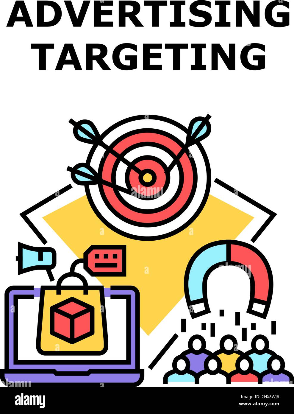 Advertising Targeting Vector Color Illustration Stock Vector Image ...