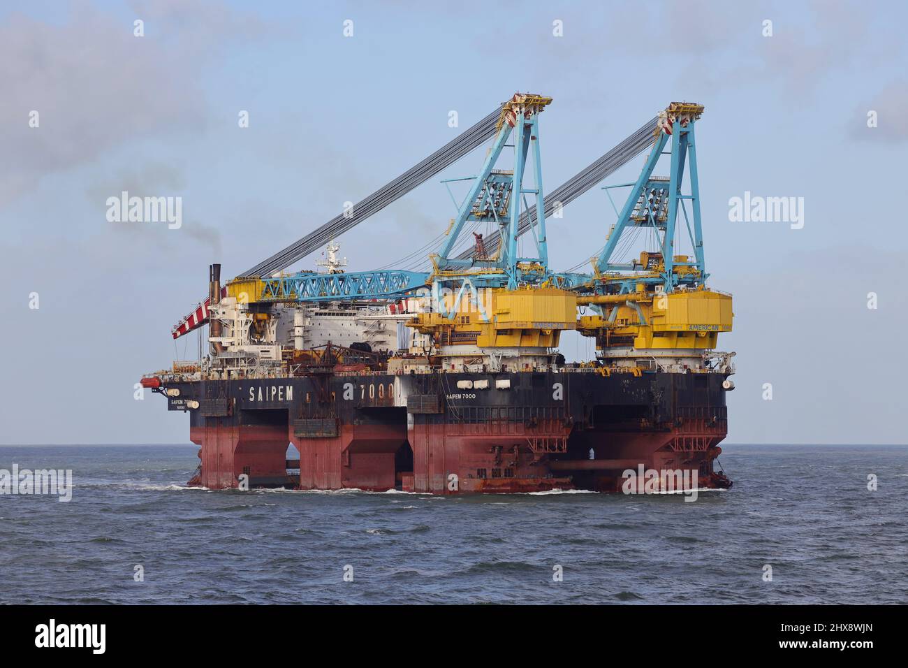 The crane ship Saipem 7000 arrives in the port of Rotterdam on January ...