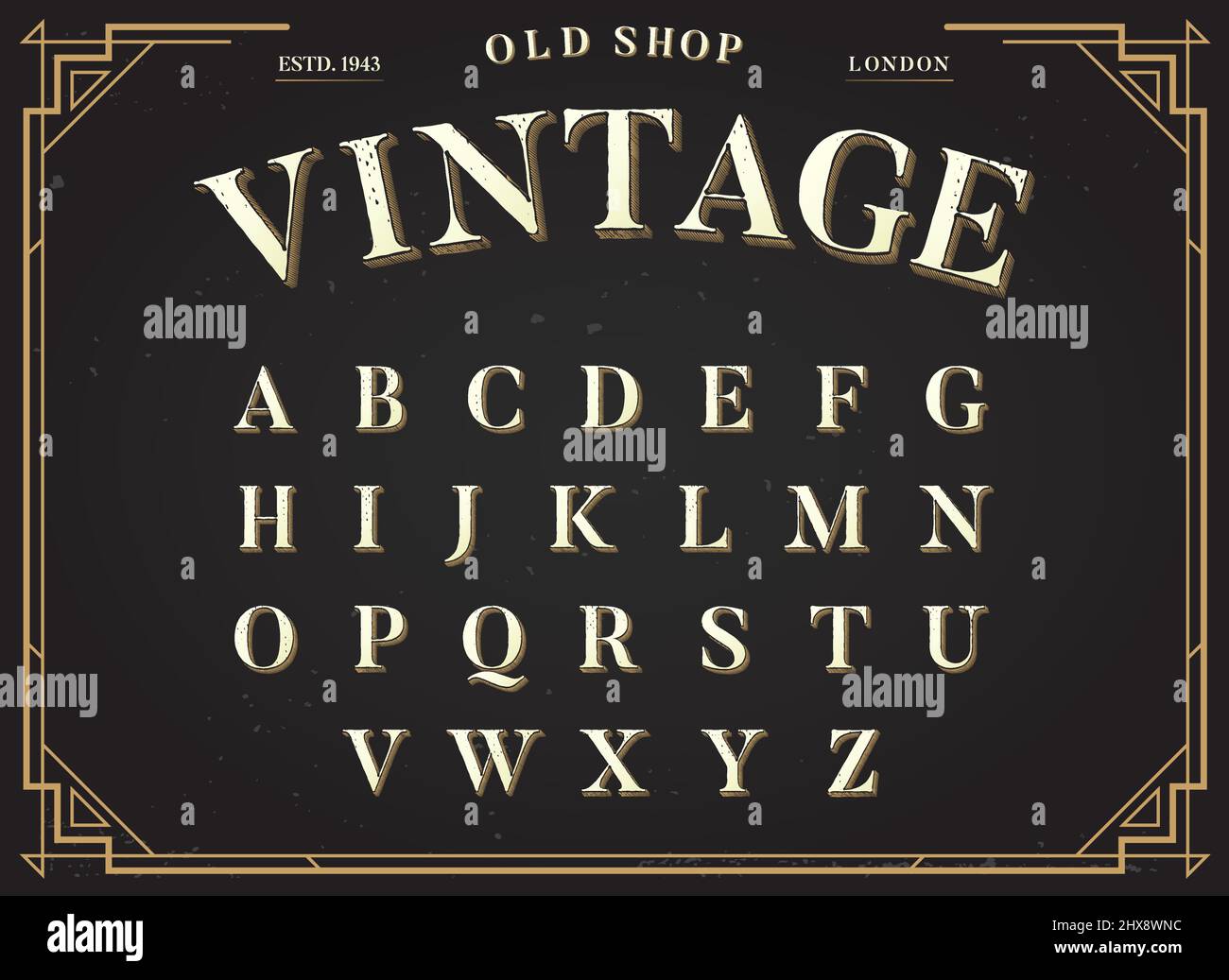 Alphabet Vector Font. All Letters Set with Classy Stylish Background ...