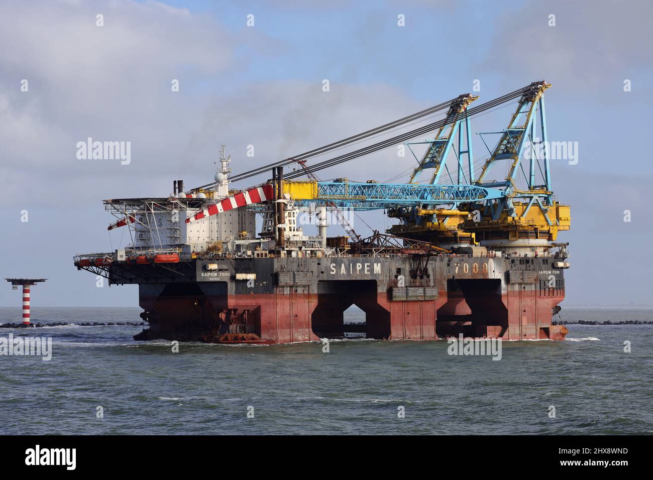 The crane ship Saipem 7000 arrives in the port of Rotterdam on January ...