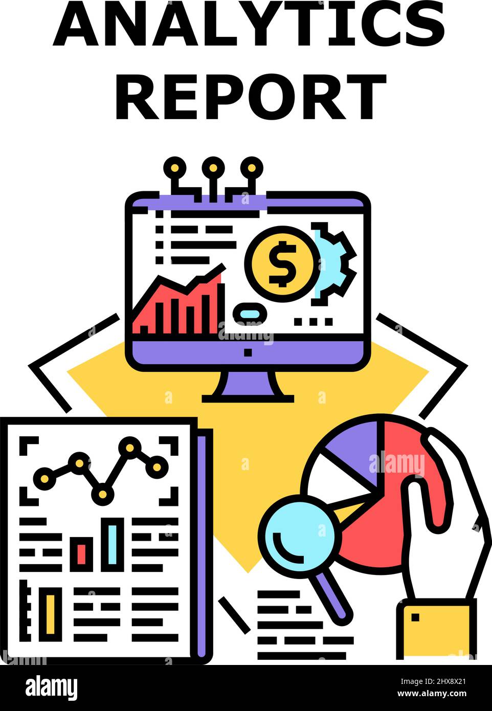 Analytics Report Vector Concept Color Illustration Stock Vector Image ...