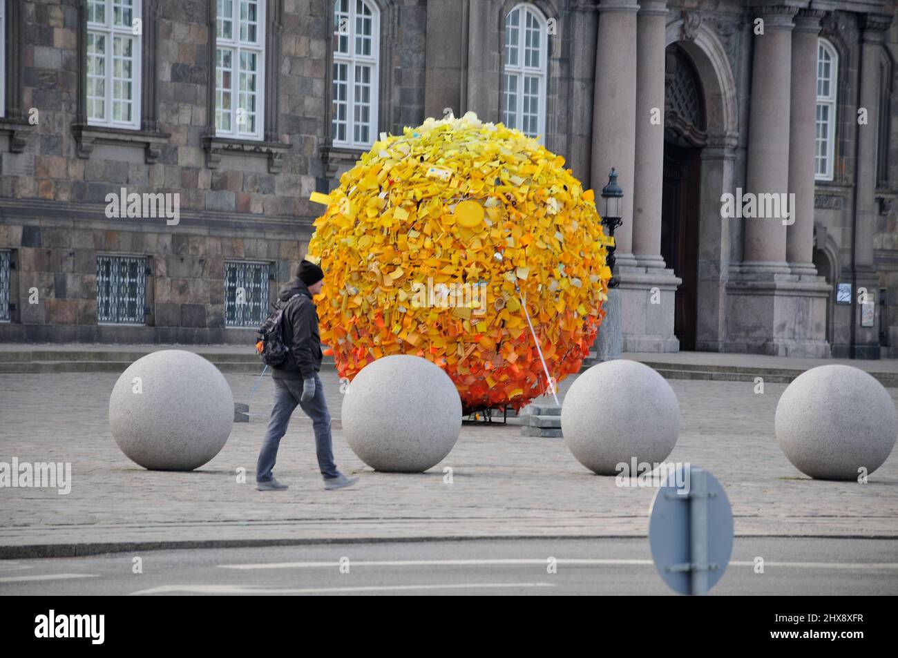 Copenhagen/Denmark.10..March 2022/Fire colour ball climate change or ...