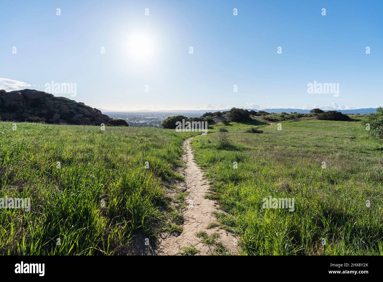 View of spring grass in the upper meadow at Santa Susana Pass State ...