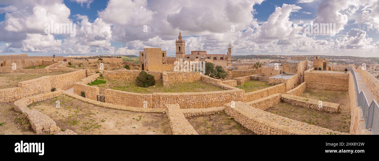 Gozo, panoramic view of the Citadel - Capital City. Victoria city ...