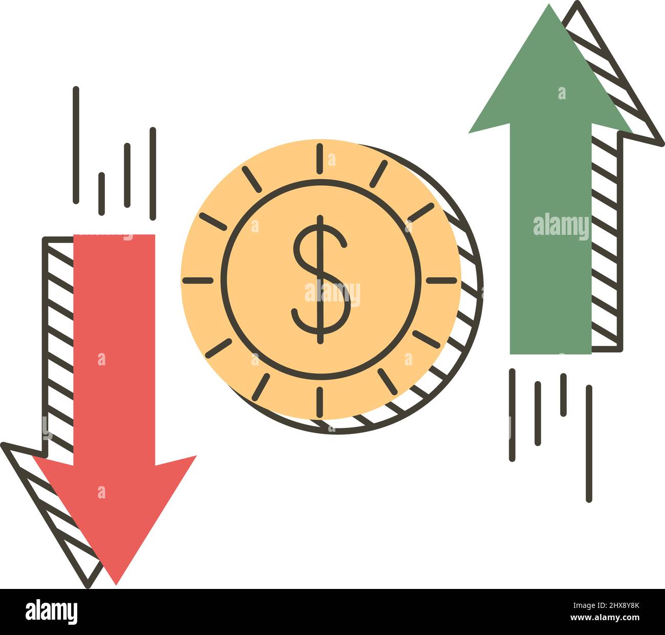 Increase decrease dollar money Stock Vector Images - Alamy