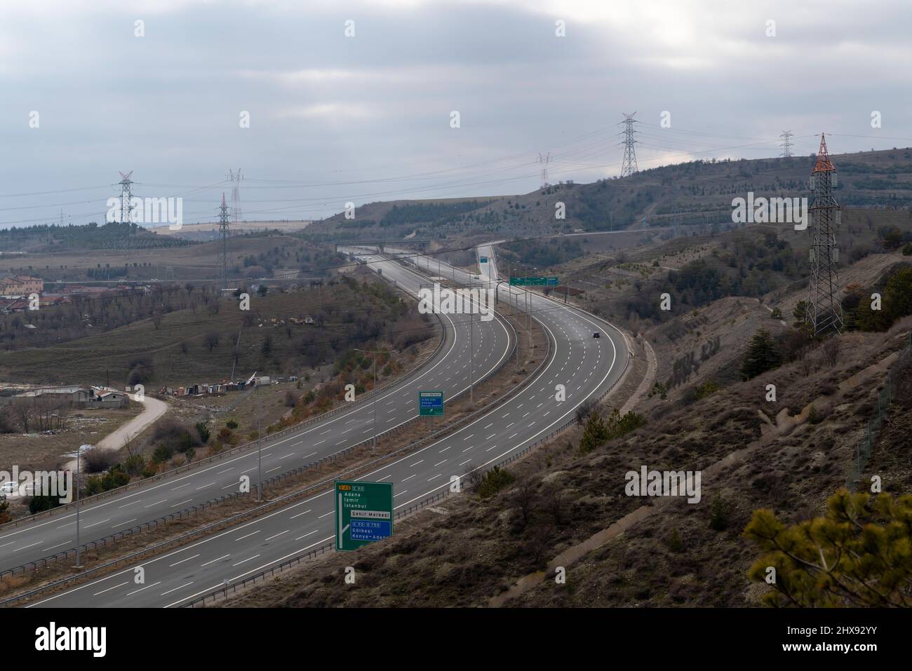 Golbasi, Ankara, Turkey - February 26 2022: Highway among hills Stock ...