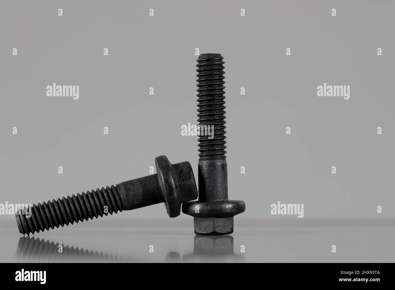 Special-purpose black coated screws have been shown against a gray ...