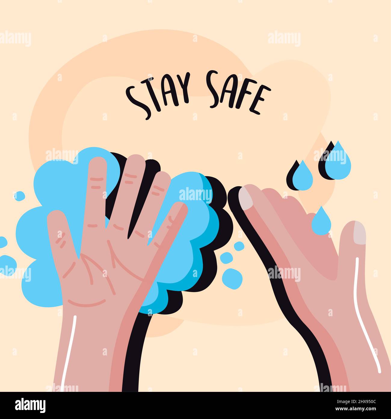stay safe lettering campaign with hands washing Stock Vector Image ...