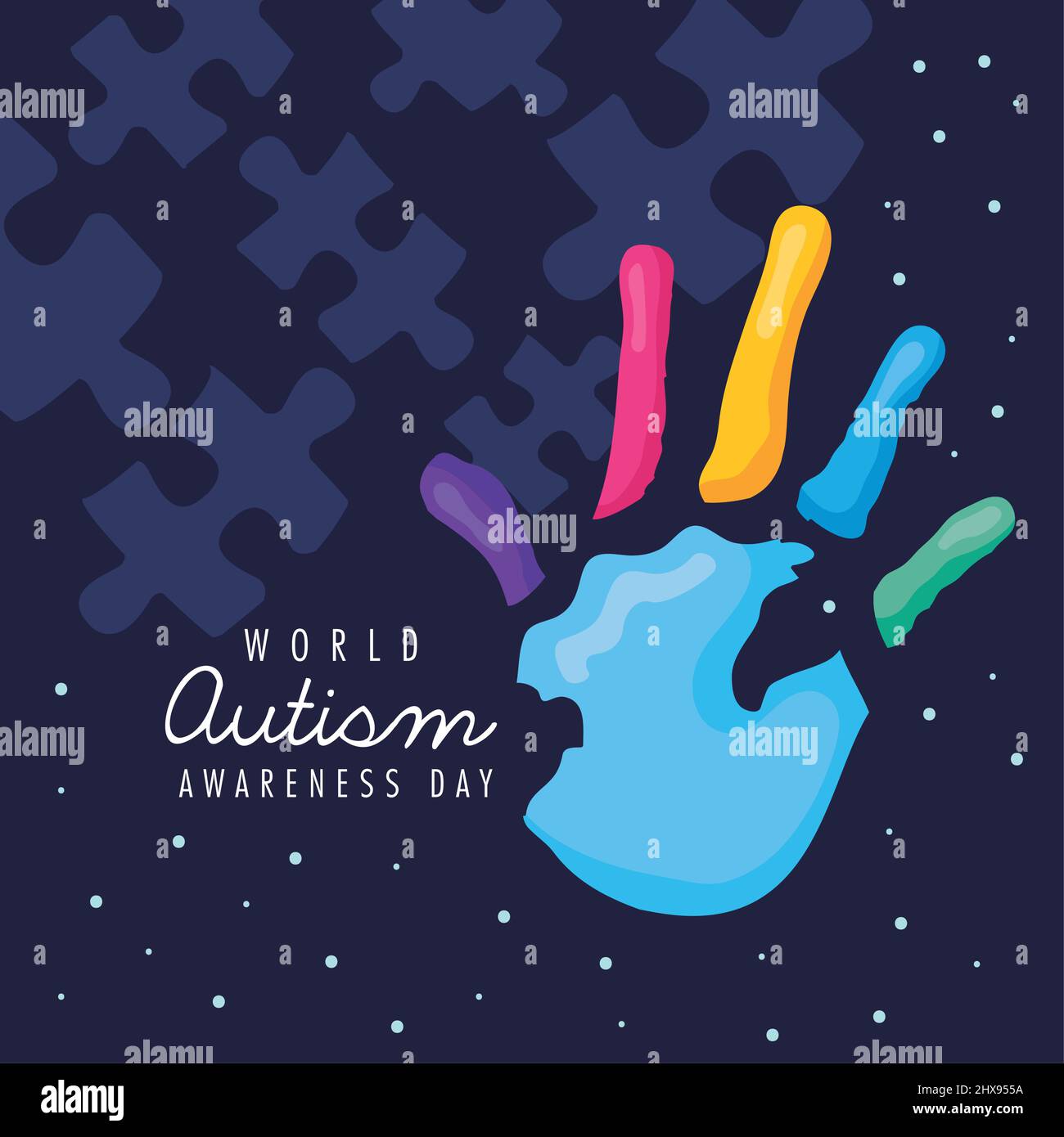 autism day postcard with hand print Stock Vector Image & Art - Alamy