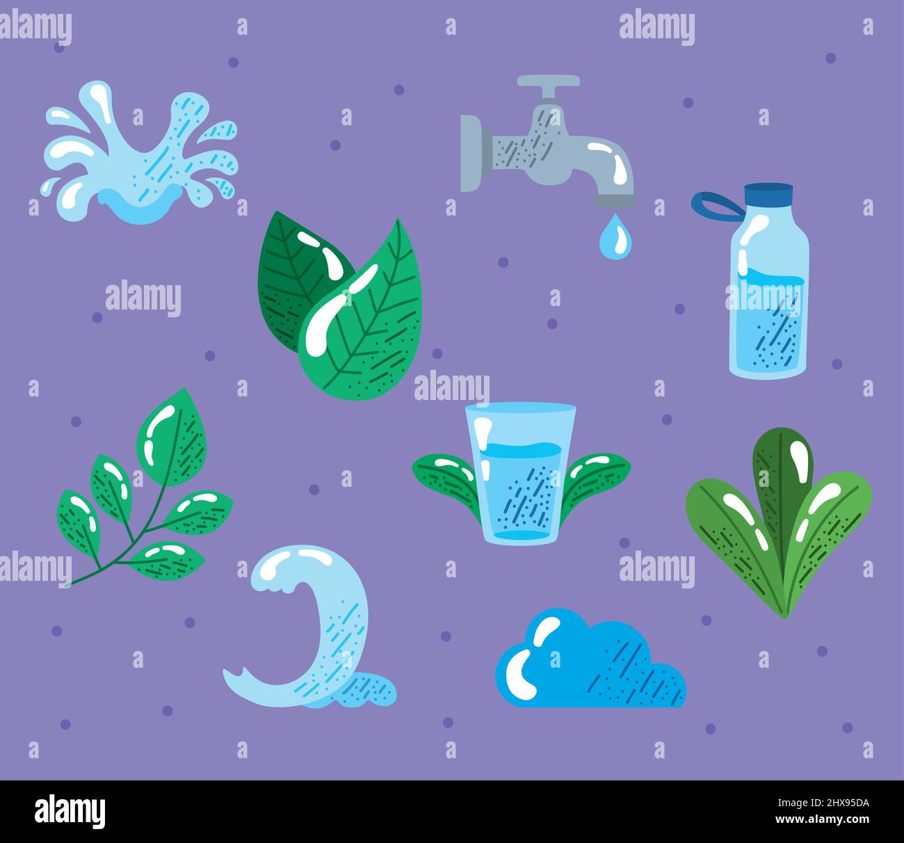 water day set nine icons Stock Vector Image & Art - Alamy