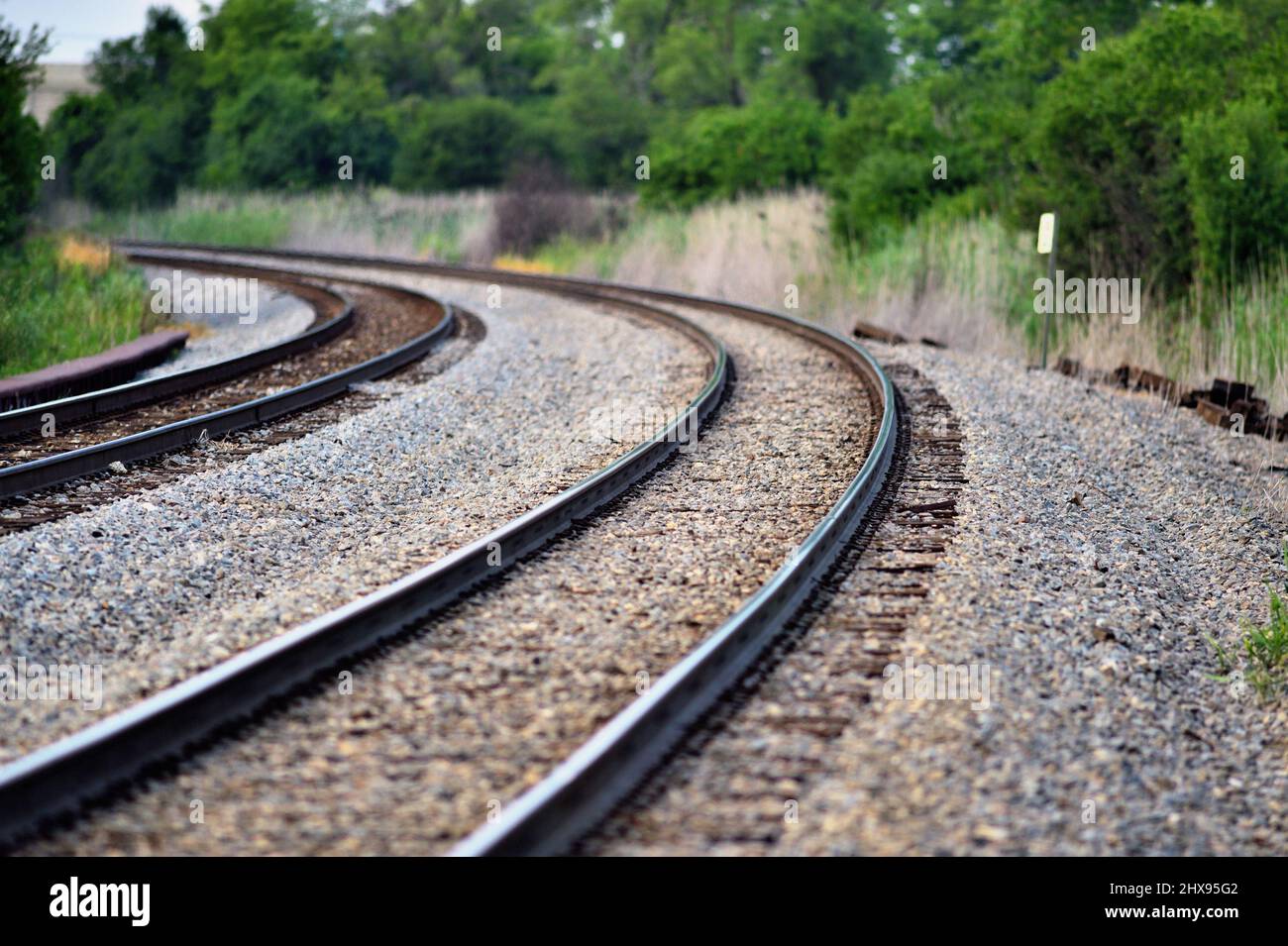 Hoffman Estates, Illinois, USA. Mainline and passing siding tracks ...