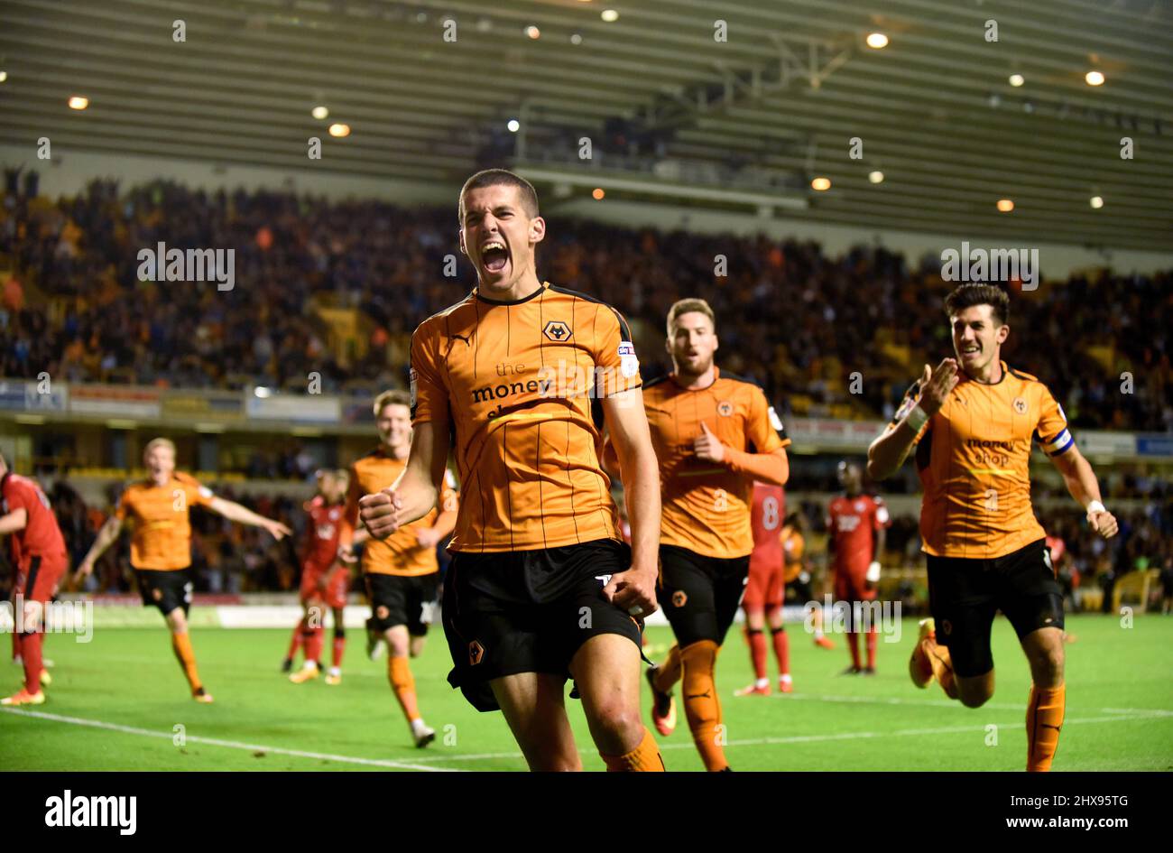 Conor Coady of Wolverhampton Wanderers celebrates after scoring a goal ...