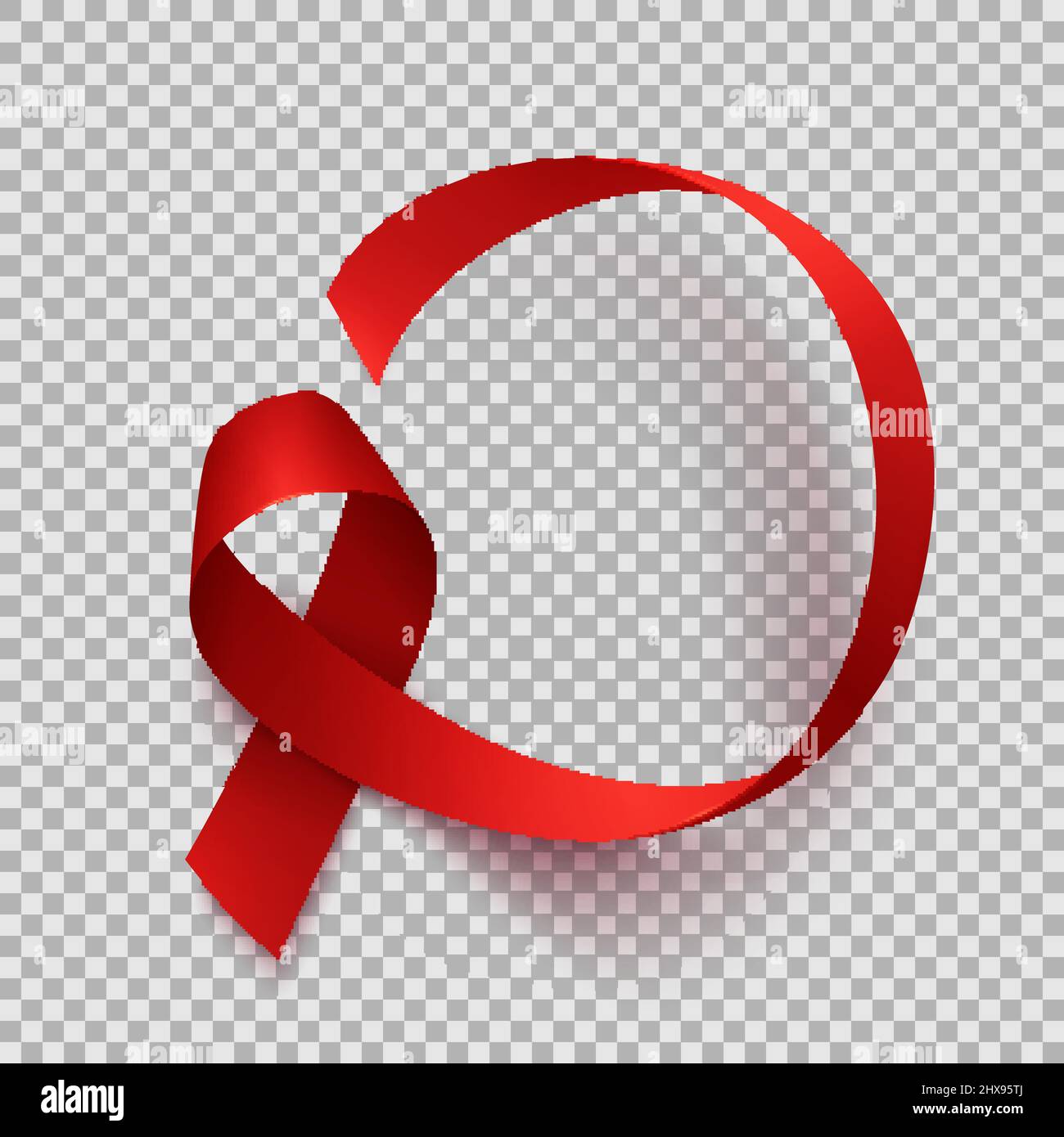 Realistic red ribbons isolated over transparent background, world aids day symbol, 1 december ...