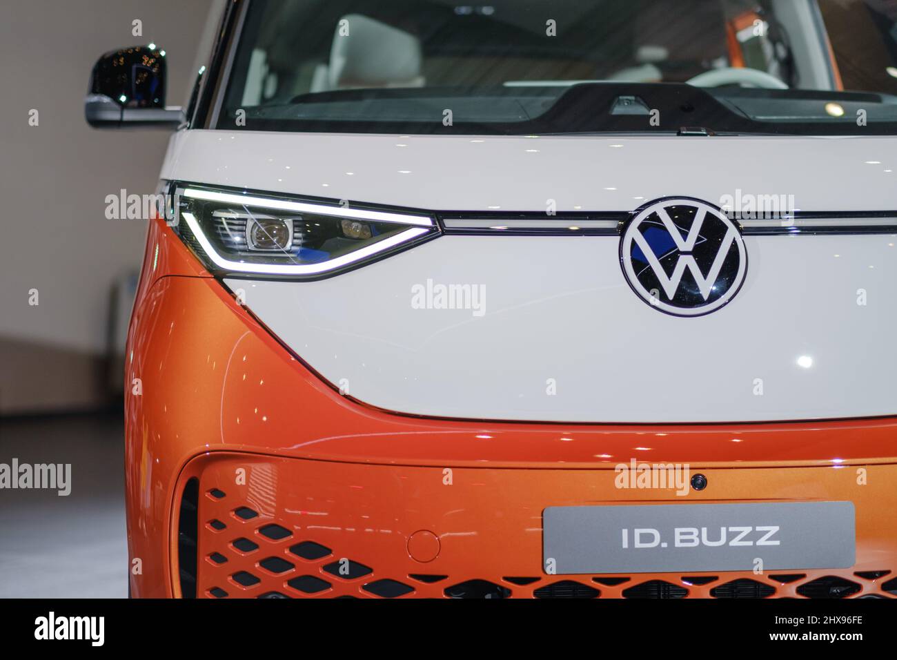 Wolfsburg, Germany. 09th Mar, 2022. An electric Volkswagen ID.Buzz is ...