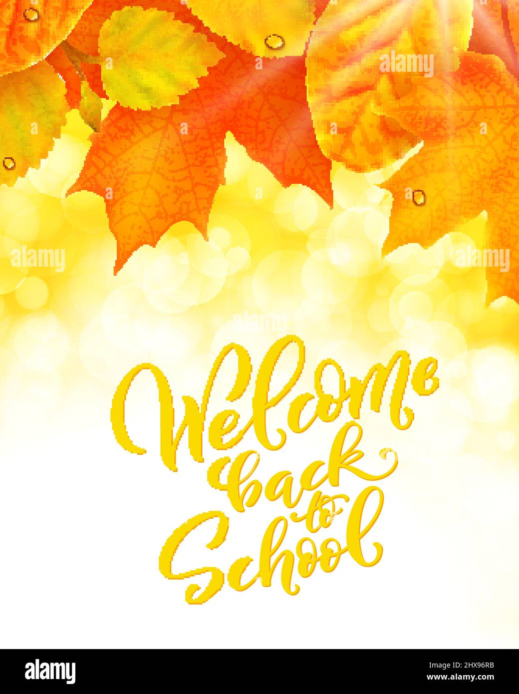 High detailed design template for school theme. Realistic leafes and ...