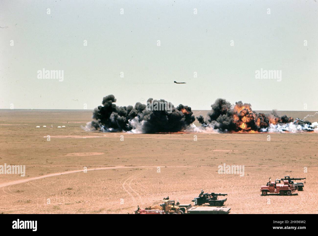 Vietnam era airplane dropping napalm during a test run ca. 1965 Stock ...
