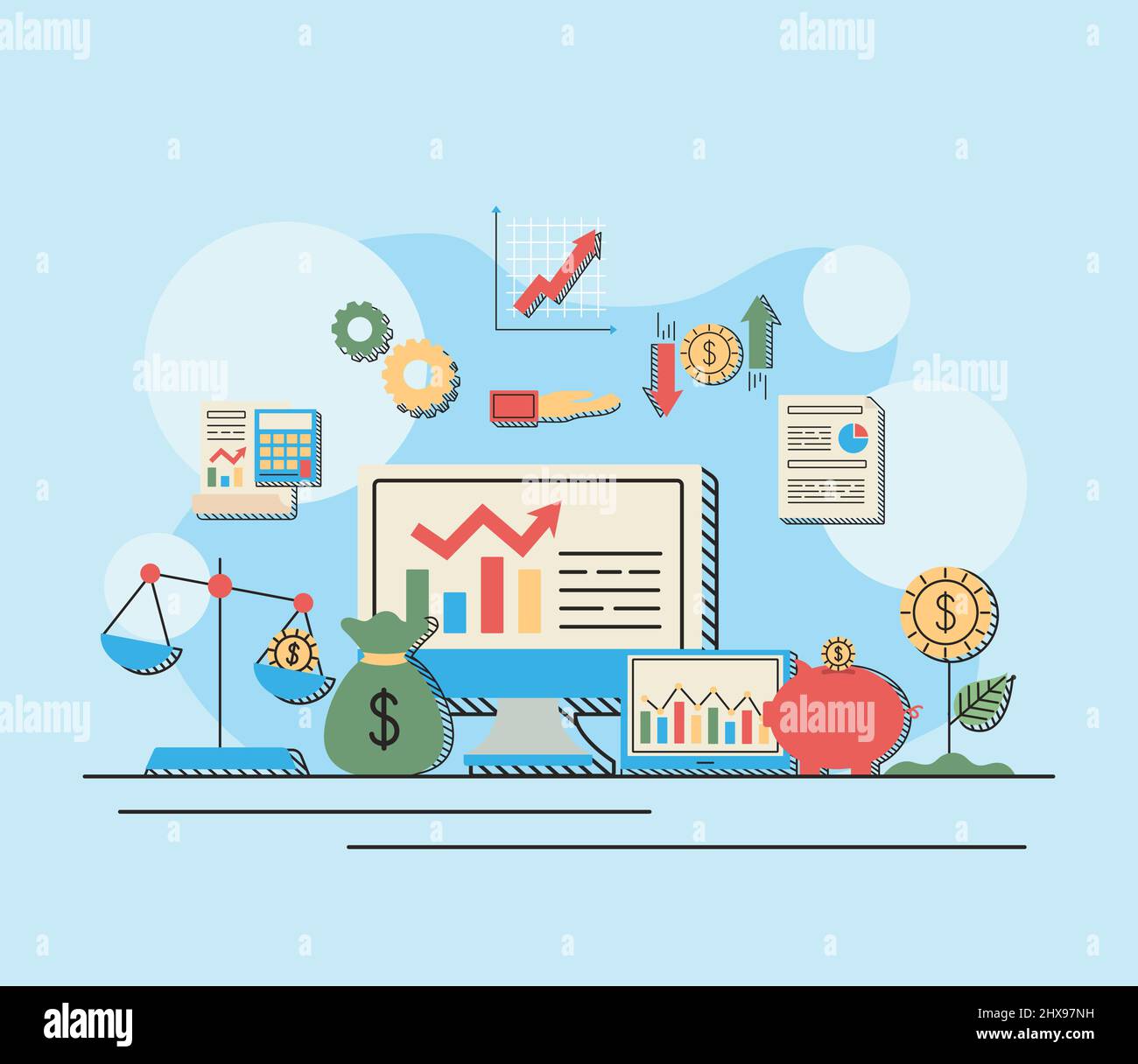 financial business and desktop icons Stock Vector Image & Art - Alamy