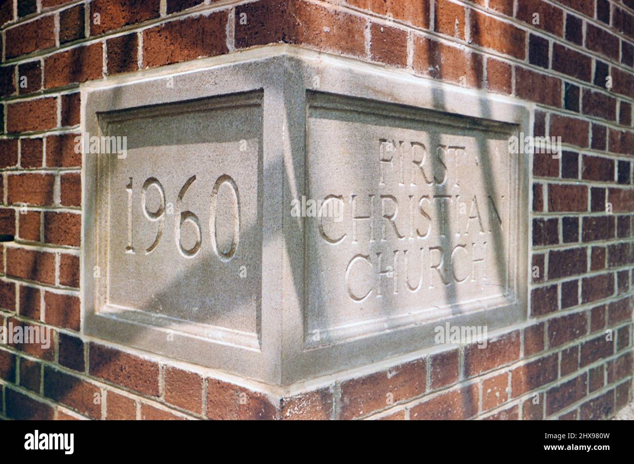 First Christian Church building cornerstone ca. 1960 Stock Photo - Alamy