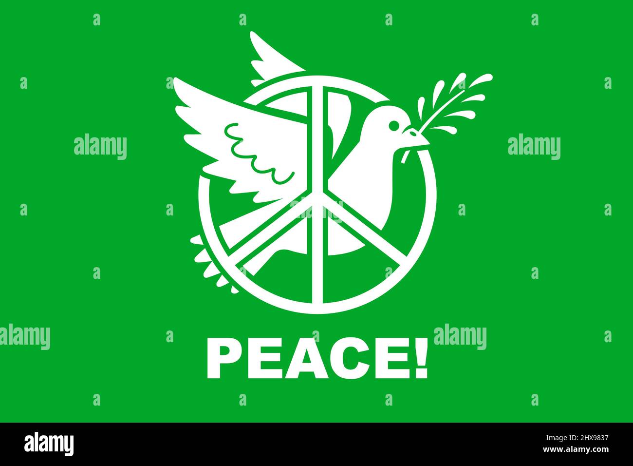 dove of peace with a branch flies. hippie sign. No war. flat vector ...