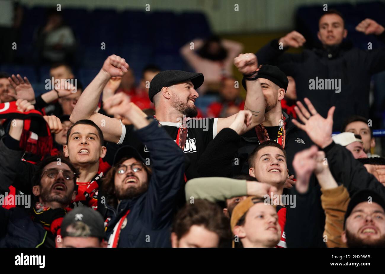 Rennes fans in the stands before the UEFA Europa Conference League ...