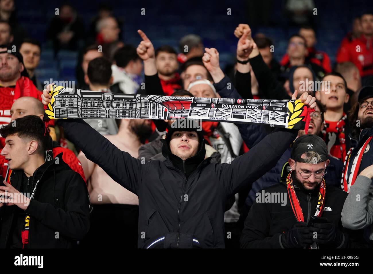 Rennes fans in the stands before the UEFA Europa Conference League ...