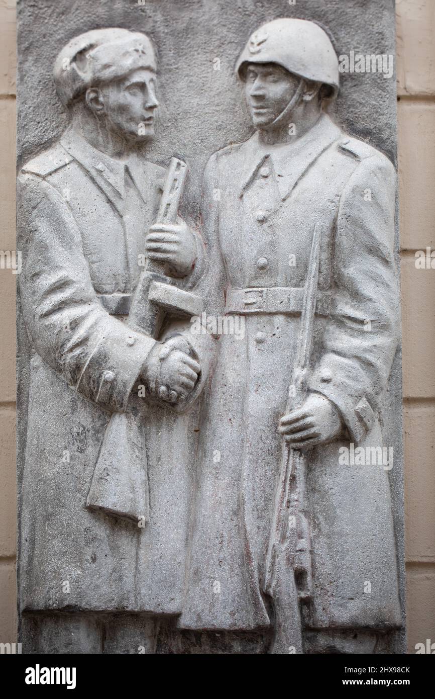 Poznan, Poland, The reliefs in Ratajczaka Street, symbolise the ...