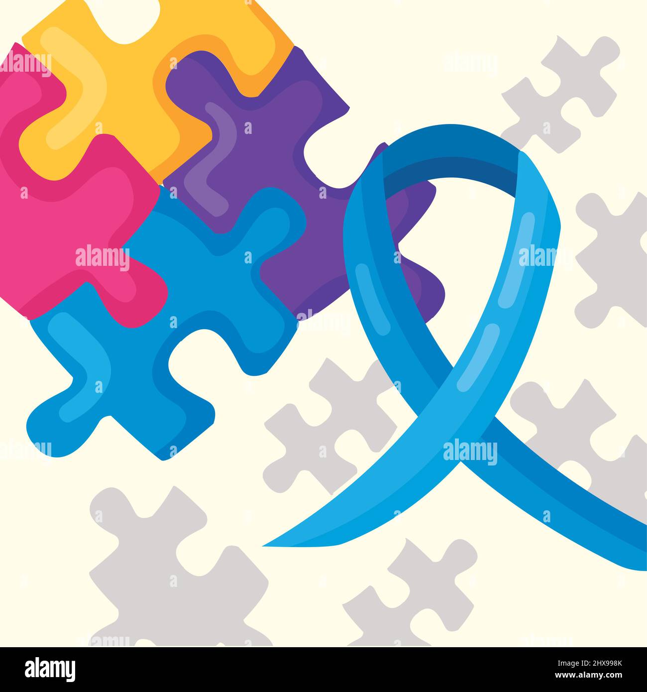 autism day ribbon campaign and puzzle Stock Vector Image & Art - Alamy