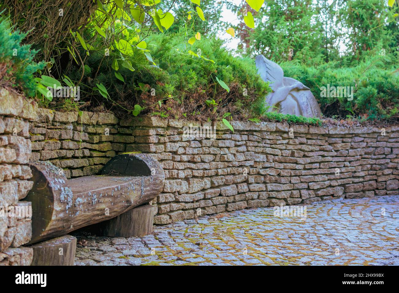 Old bench made logs hi-res stock photography and images - Alamy