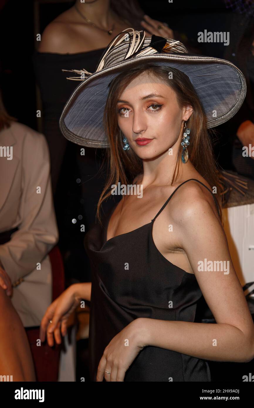 Paris, France. 08th Mar, 2022. Model Mathilde Bernardini Parenti poses ...