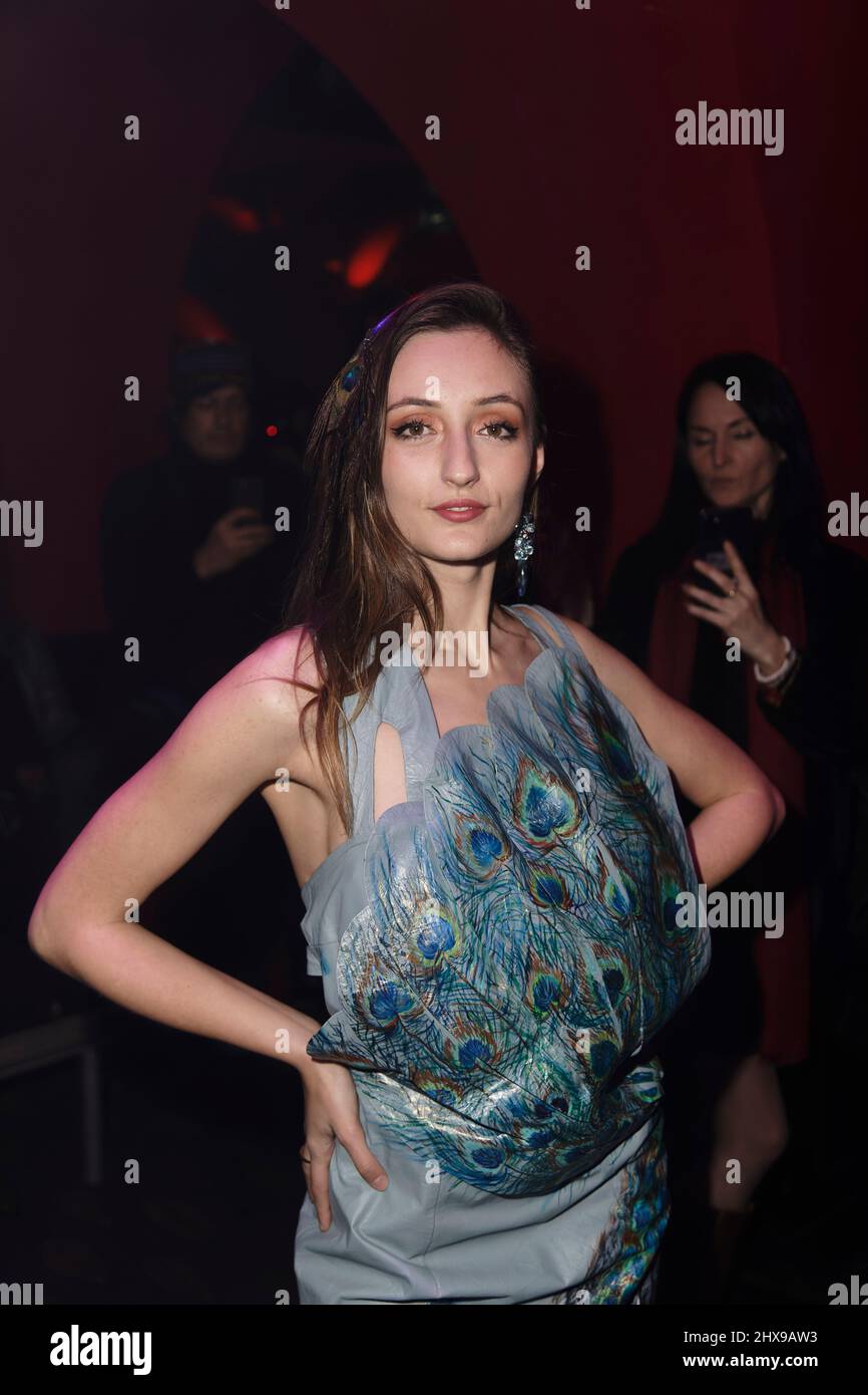 Paris, France. 08th Mar, 2022. Model Mathilde Bernardini Parenti walks ...