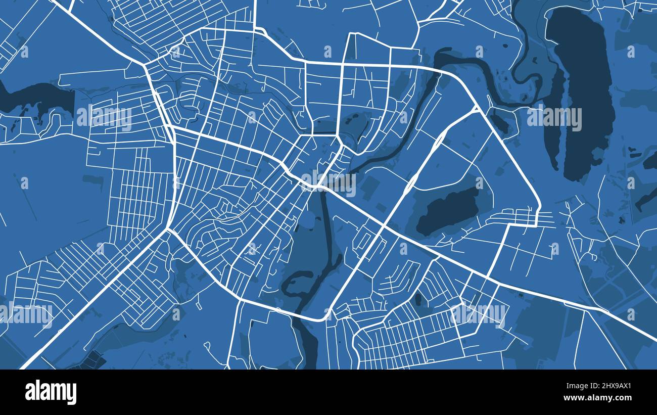 Detailed vector map poster of Sumy city administrative area. Blue ...