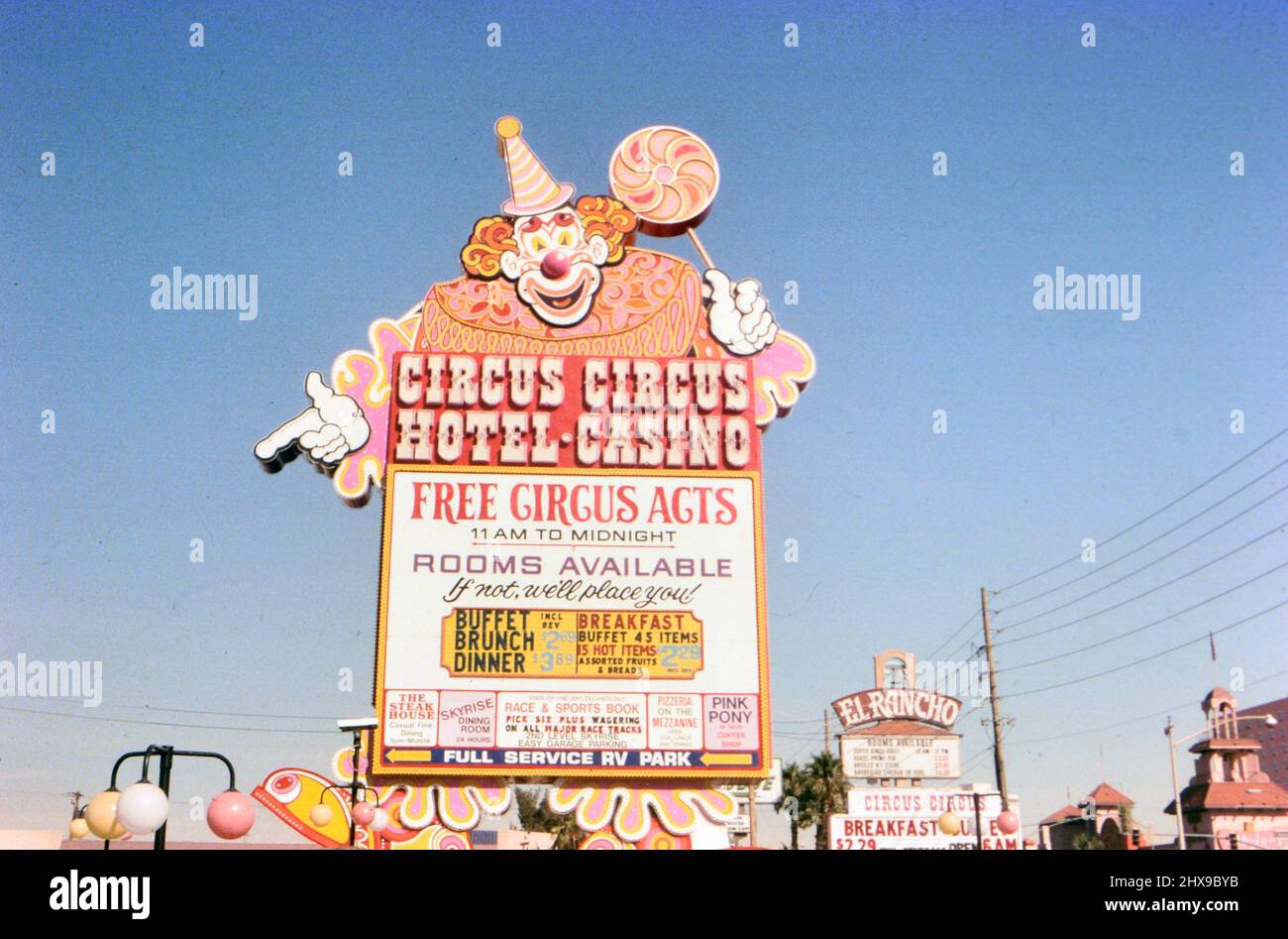 Circus Circus Hotel Casino sign in Las Vegas Nevada ca. 1990 Stock ...