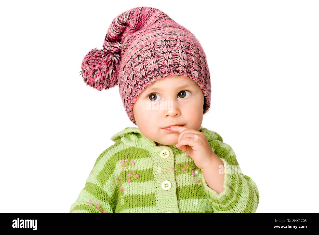 Pretty little child, isolated over white background Stock Photo - Alamy