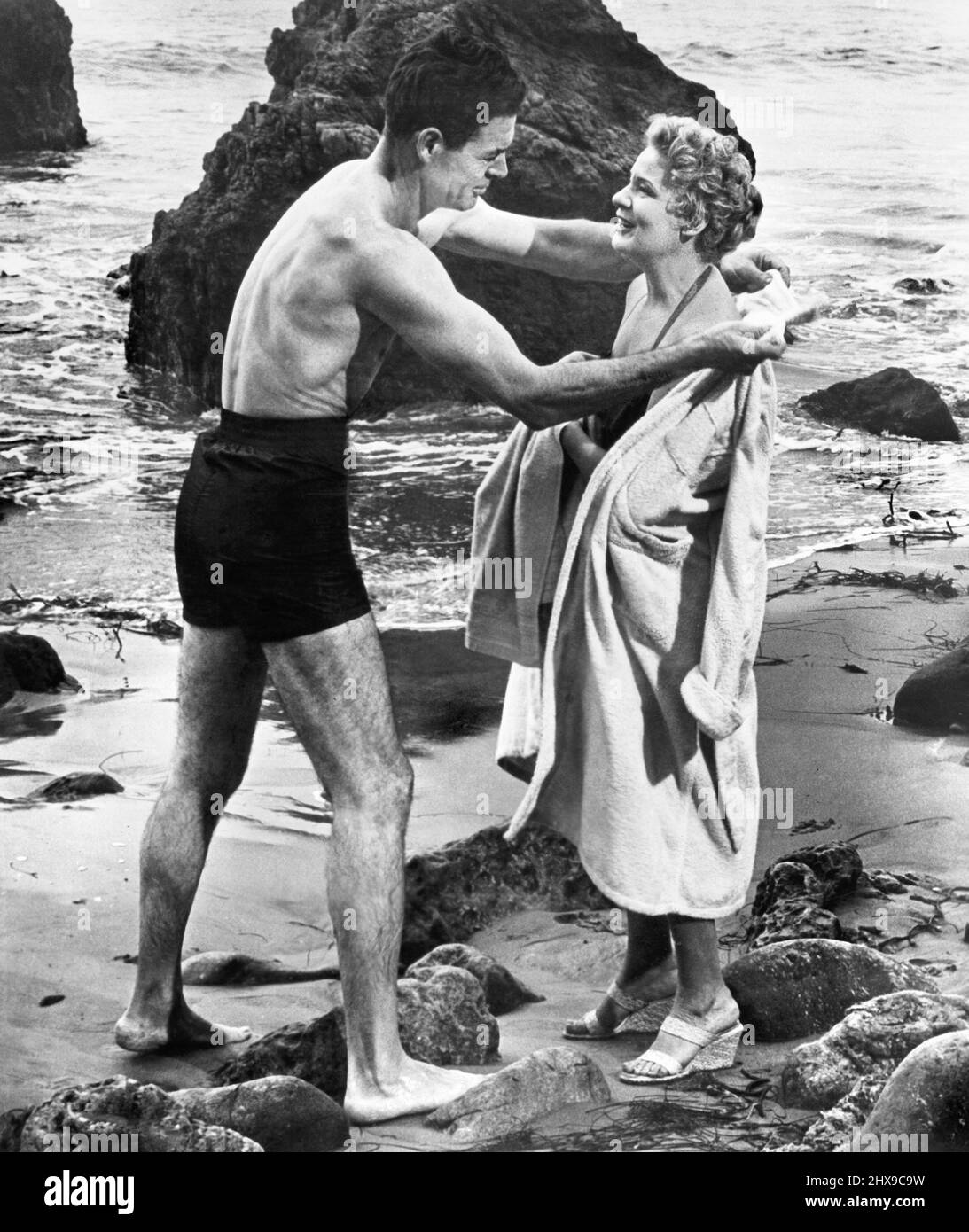 Robert Ryan, Shirley Booth, on-set of the Film, "About Mrs. Leslie ...