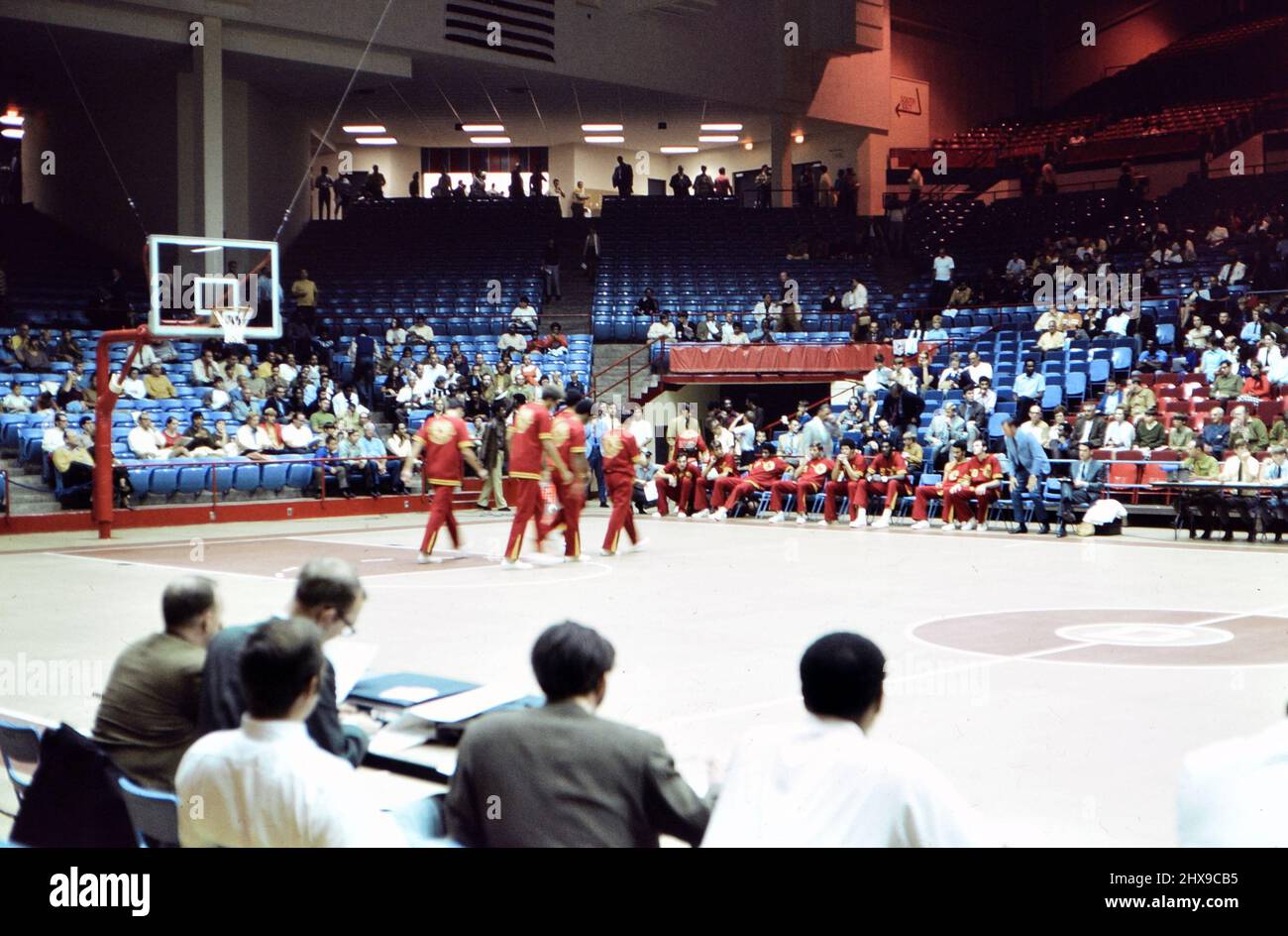 1970s Professional Basketball: Cleveland Cavaliers finishing pre-game ...