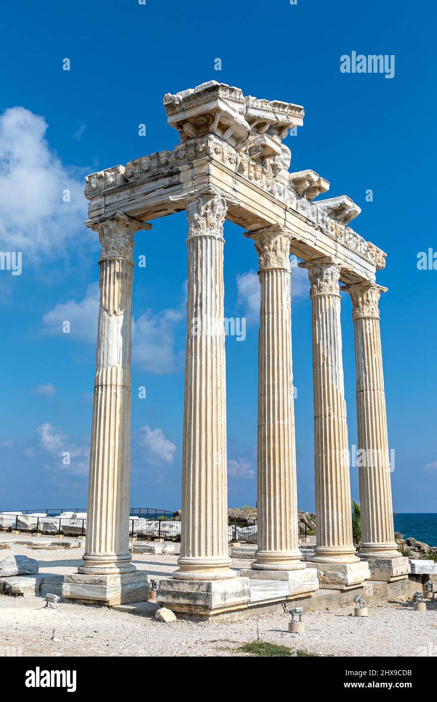 Ruins of the Temple of Apollo in the ancient city of Side, Side ...