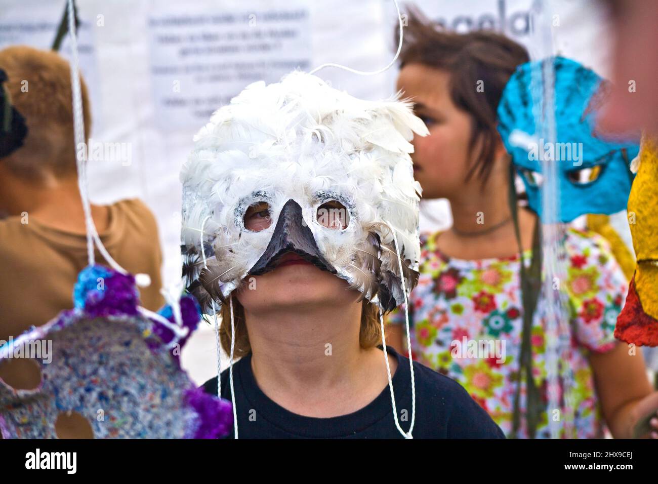 Boy with a festival mask hi-res stock photography and images - Alamy