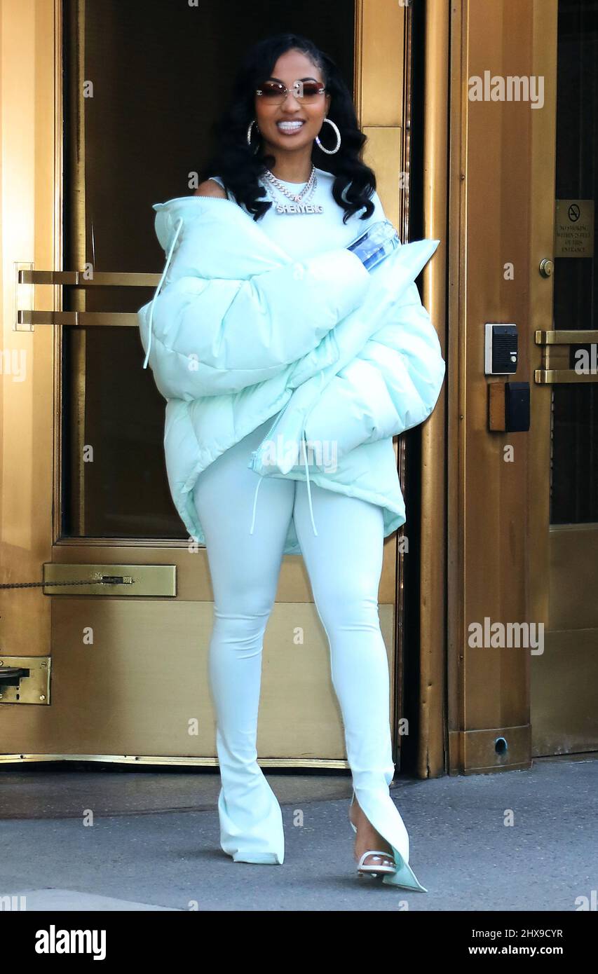 New York, USA. 10th Mar, 2022. Shenseea seen in town while promoting ...