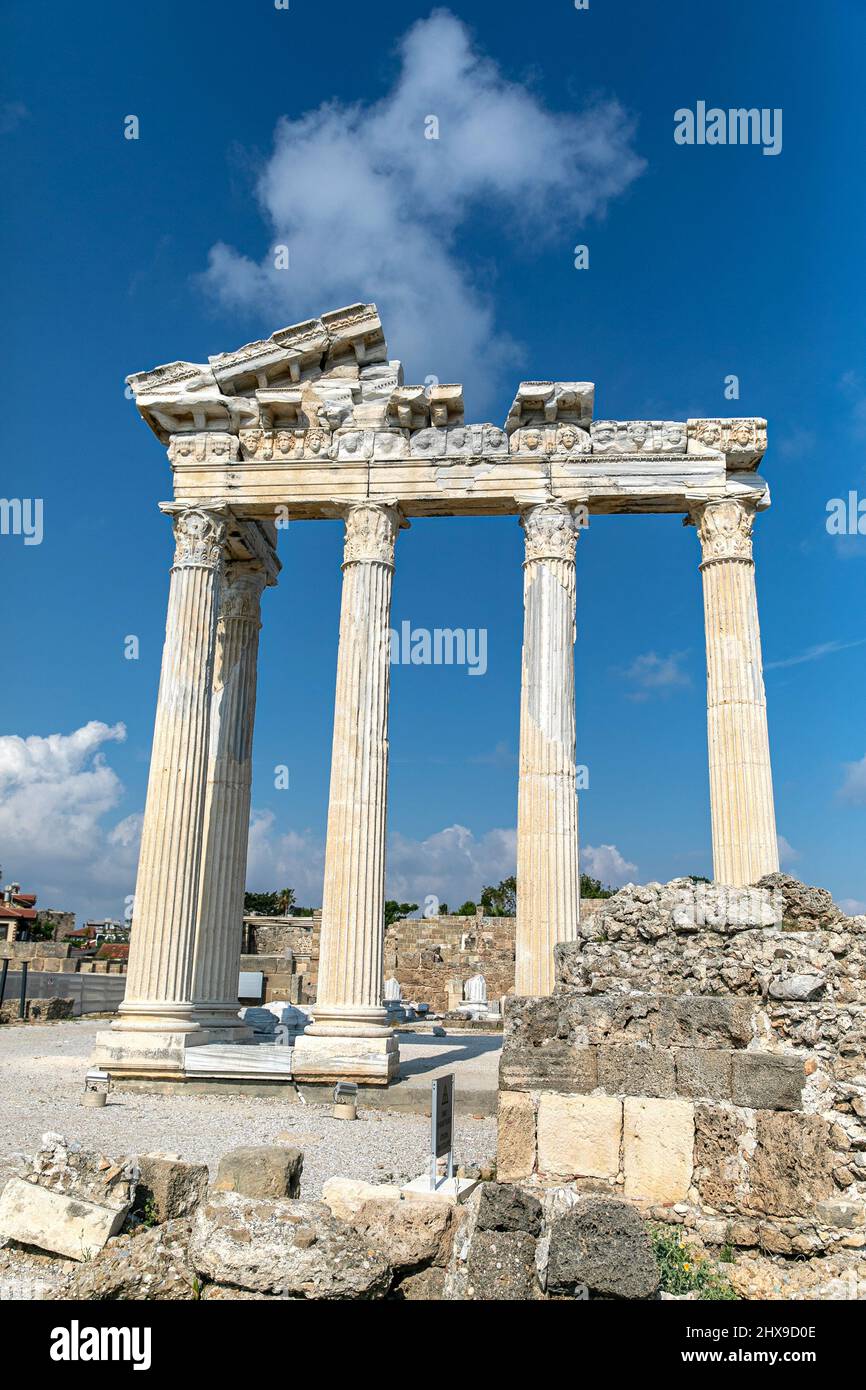 Ruins of the Temple of Apollo in the ancient city of Side, Side ...