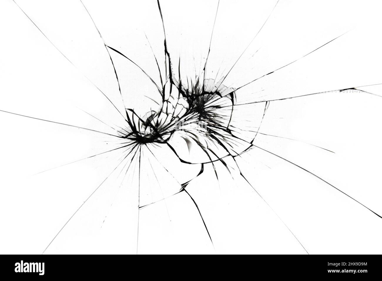 Broken glass on window isolated crack on white background. Cracks ...