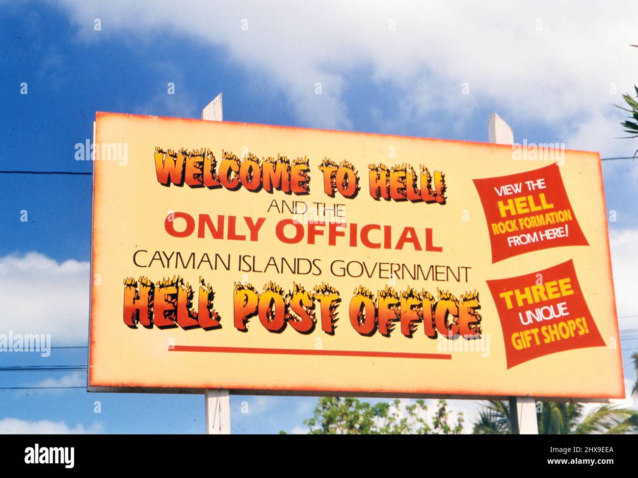 Welcome to Hell sign in Grand Cayman Islands ca. 2000 Stock Photo - Alamy