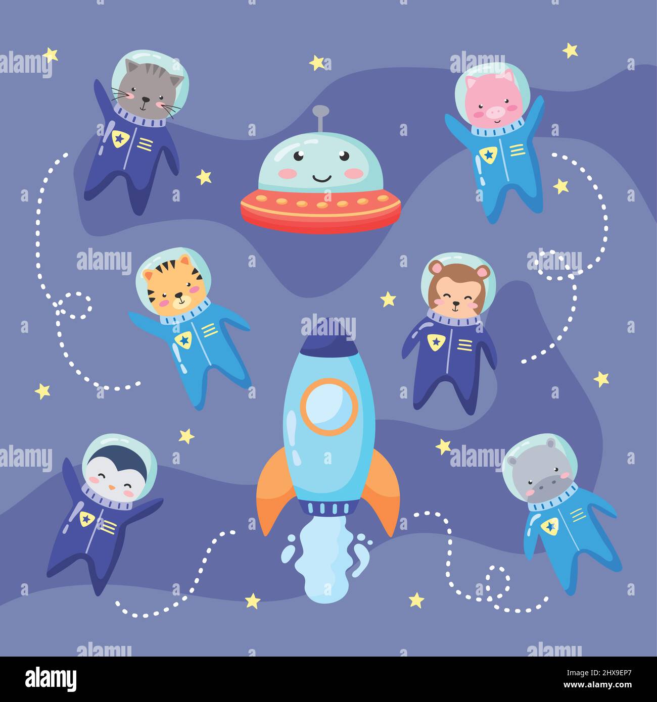 eight space animals set icons Stock Vector Image & Art - Alamy