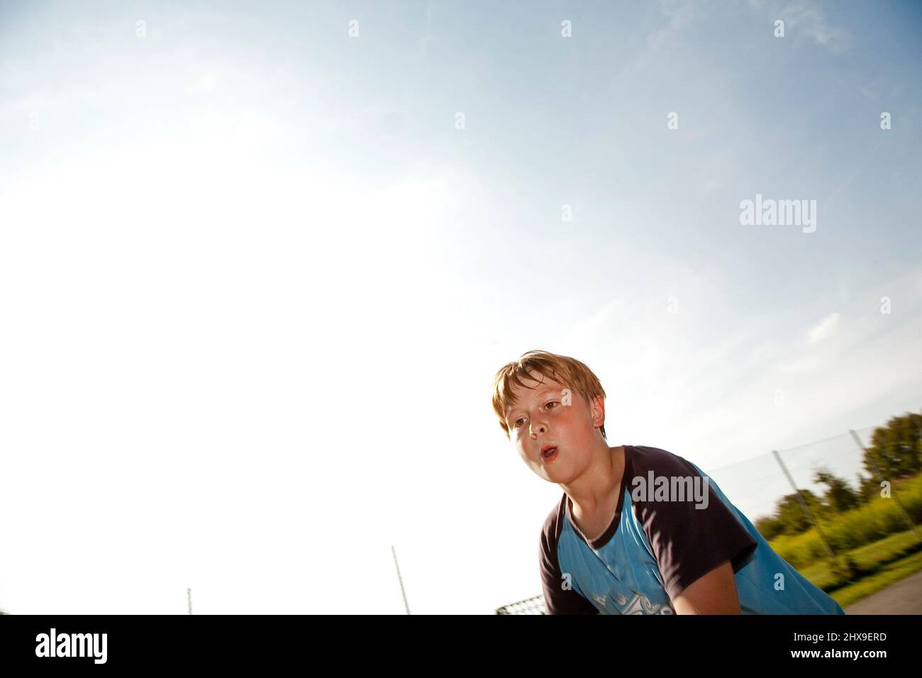 boy with sweating face after sport looks confident Stock Photo - Alamy